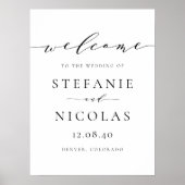Black Dainty Script Wedding Welcome Sign | Zazzle