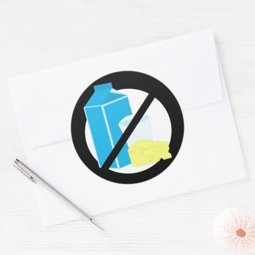 Black Dairy Free No Dairy or Milk Allergy Warning Classic Round Sticker ...