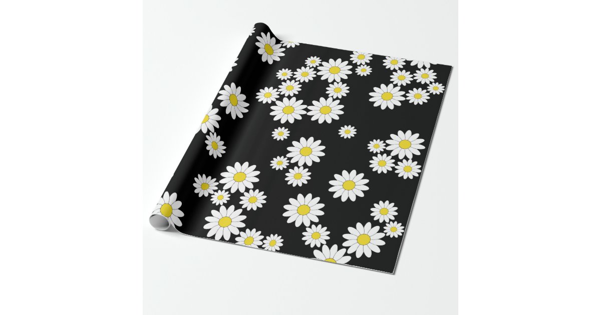 Black Daisy Wrapping Paper | Zazzle