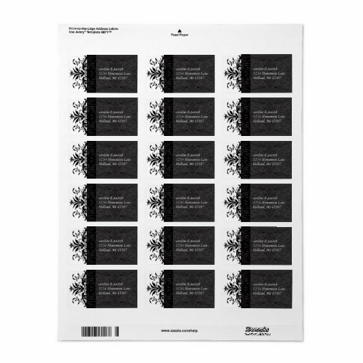 Black Damask Address Labels - | Zazzle