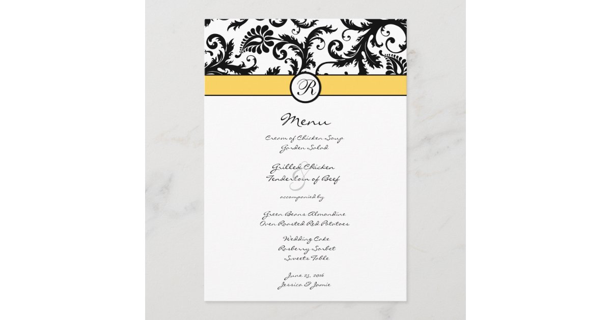 Black Damask Borders Wedding Invitation | Zazzle