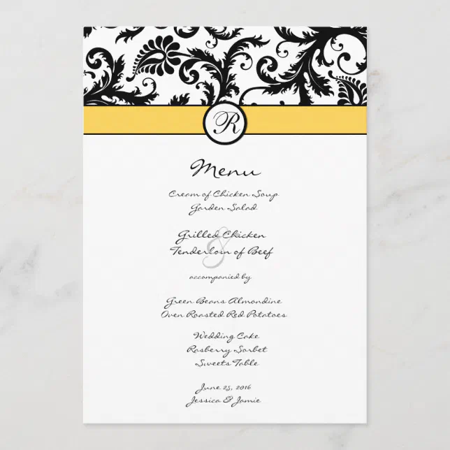 Black Damask Borders Wedding Invitation | Zazzle