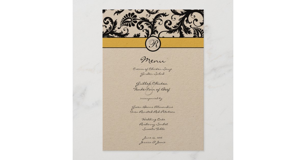 Black Damask Borders Wedding Invitation | Zazzle