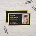 Black Damask Gold Foil Real Estate Realtor Photo Business Card | Zazzle