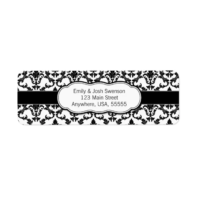 Black Damask Label | Zazzle