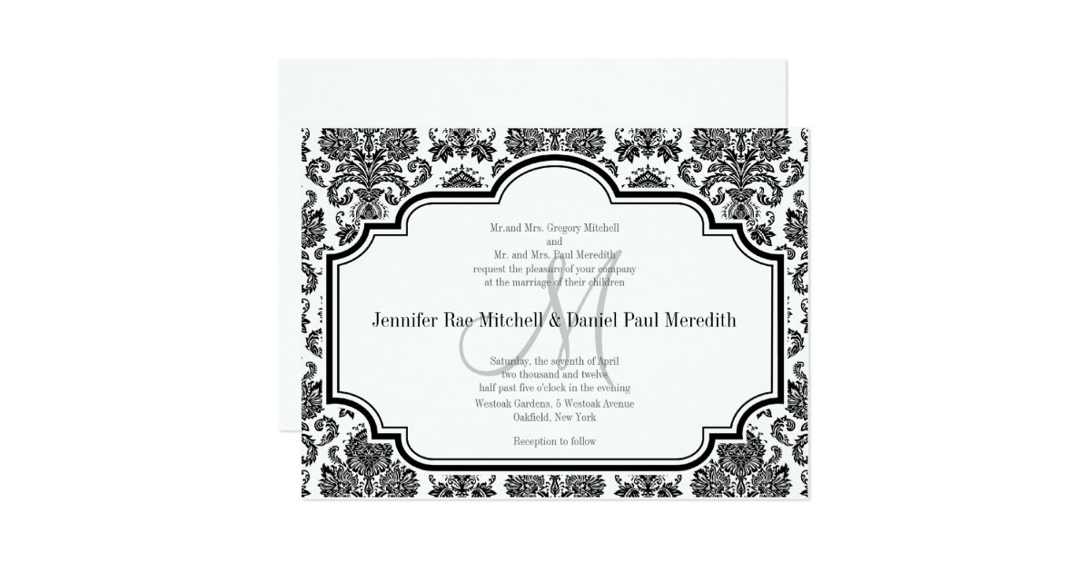 Square Damask Wedding Invitation