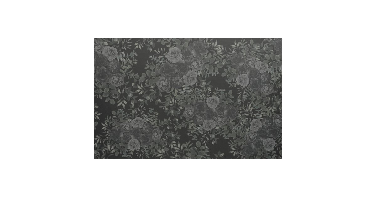 Black Dark Gothic Rose Floral Fabric | Zazzle