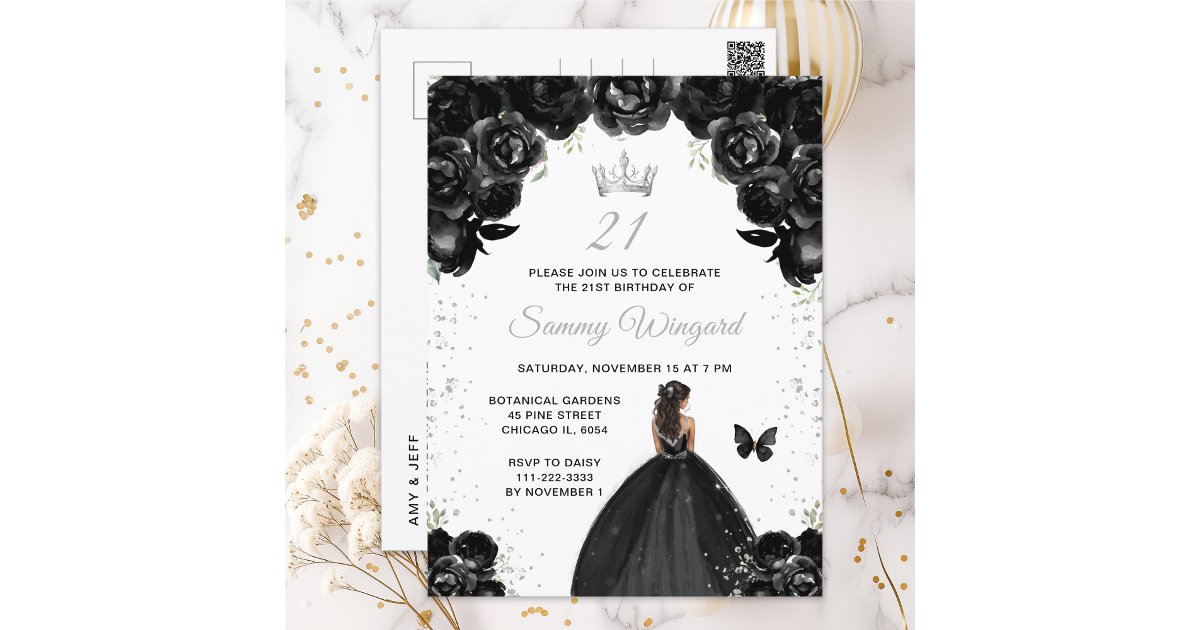 Black Dark Skin Princess Birthday Party Postcard | Zazzle