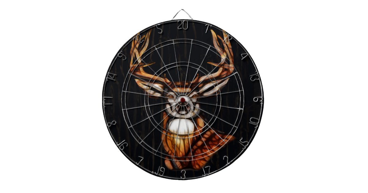 Black Dark Wooden Wood Deer Rustic Country Unique Dartboard With Darts ...