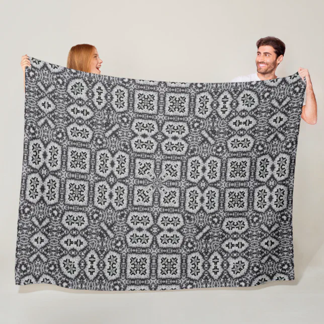 Black Diamond Matrix Satin Mandala Fleece Blanket | Zazzle