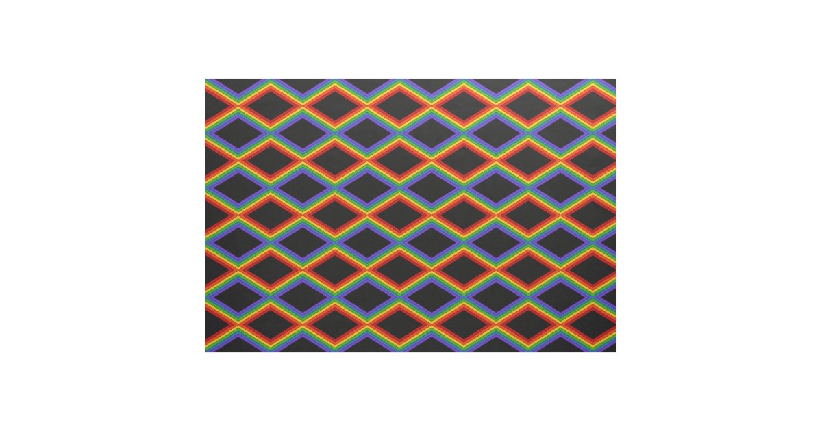 Black Diamond Rainbow Stripe Pattern Fabric | Zazzle