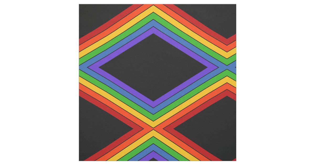 Black Diamond Rainbow Stripe Pattern Fabric | Zazzle