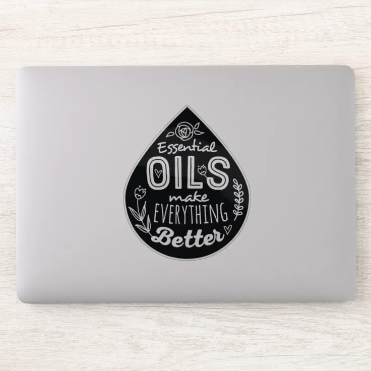 Black Die Cut Essential Oil Drop Sticker | Zazzle