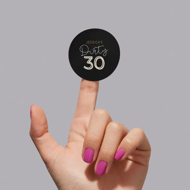 Black Dirty Thirty Custom Name Birthday Sticker | Zazzle
