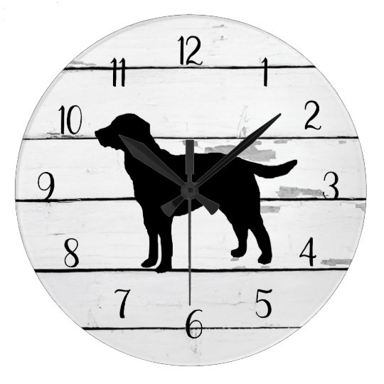 Black Dog Labrador Rustic Shiplap Farmhouse Decor Large Clock | Zazzle.com