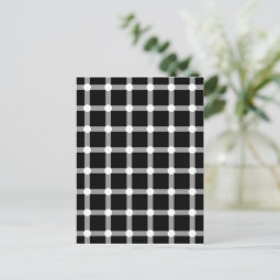 Black Dots Optical Illusion White Dot Squares Grid Postcard | Zazzle
