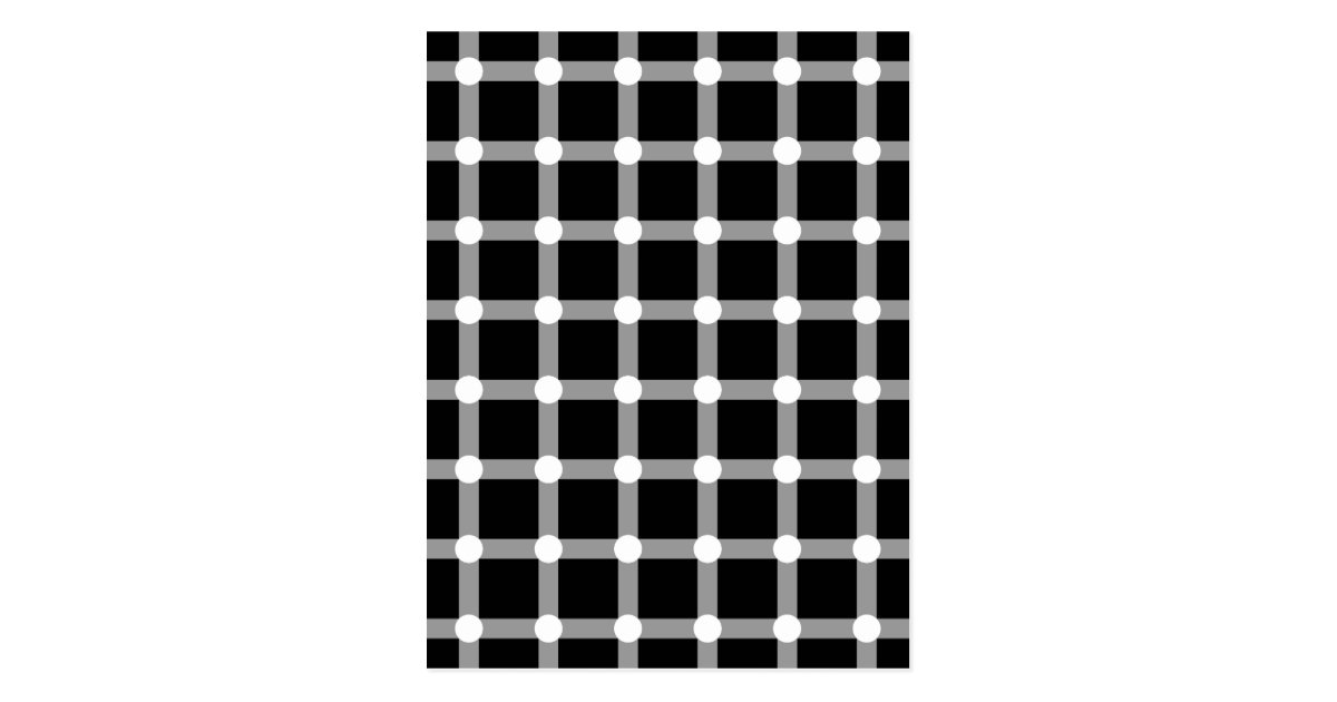 Black Dots Optical Illusion White Dot Squares Grid Postcard | Zazzle.com
