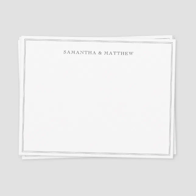 Black Double Border Couple Note Card | Zazzle