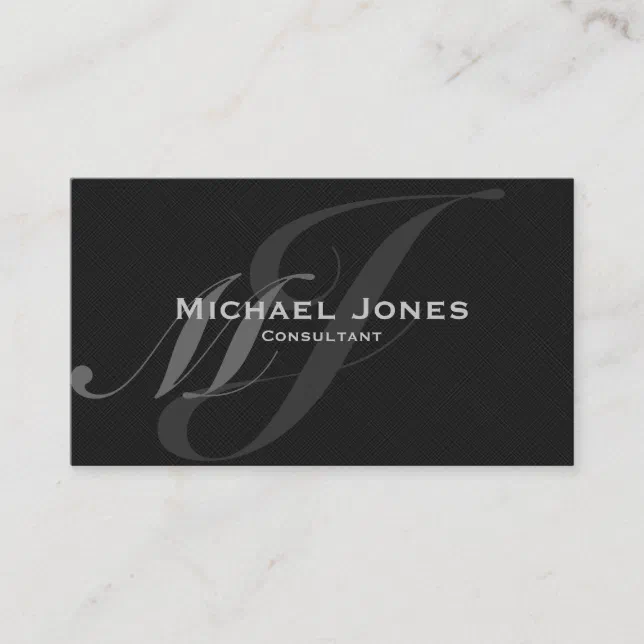 Black Double Monogram Modern Business Card | Zazzle
