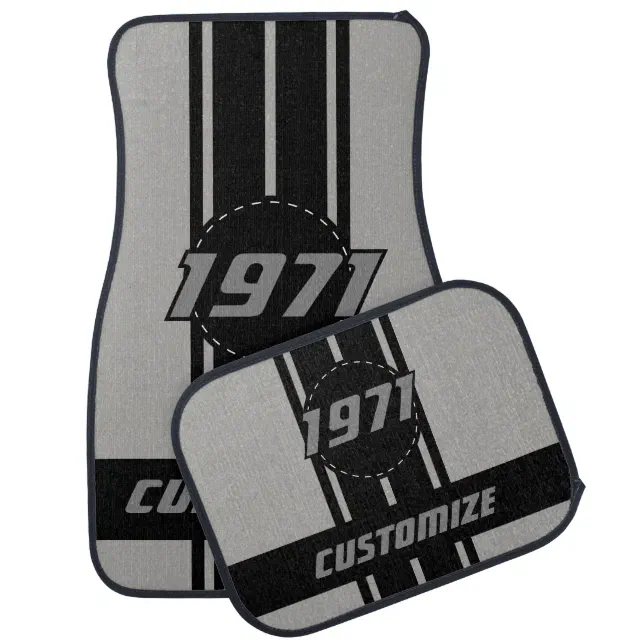 Black Double Race Stripes | Personalize Car Mat | Zazzle