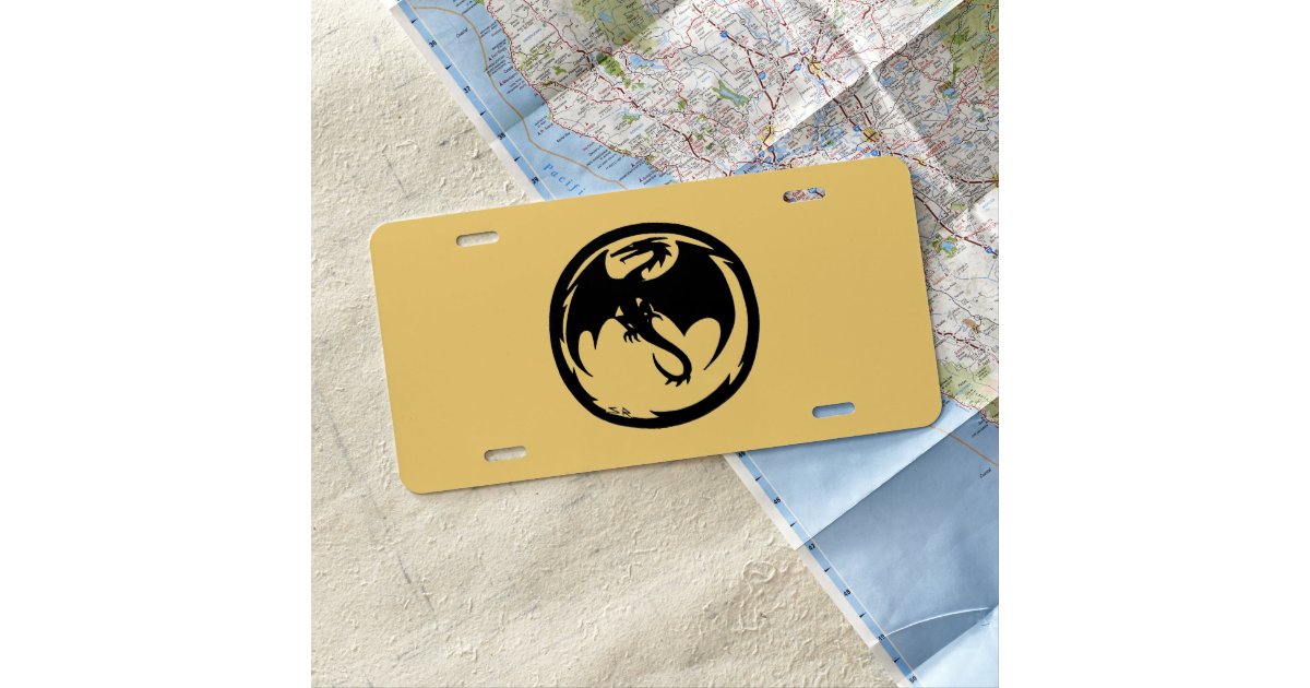 Black Dragon gold aluminum car license plate | Zazzle