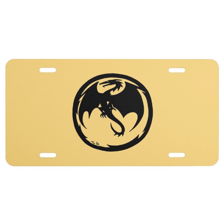 Black Dragon gold aluminum car license plate | Zazzle