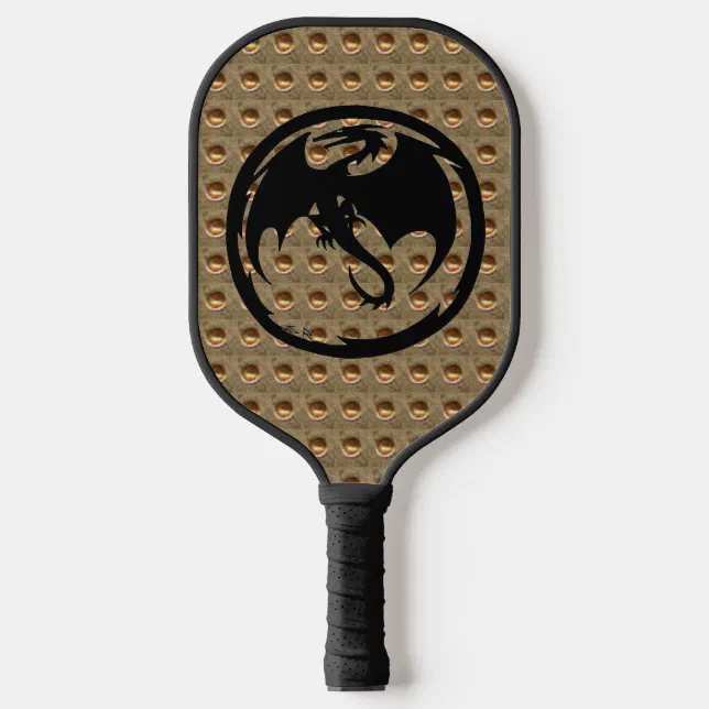 Black Dragon gold indent pickleball paddle | Zazzle