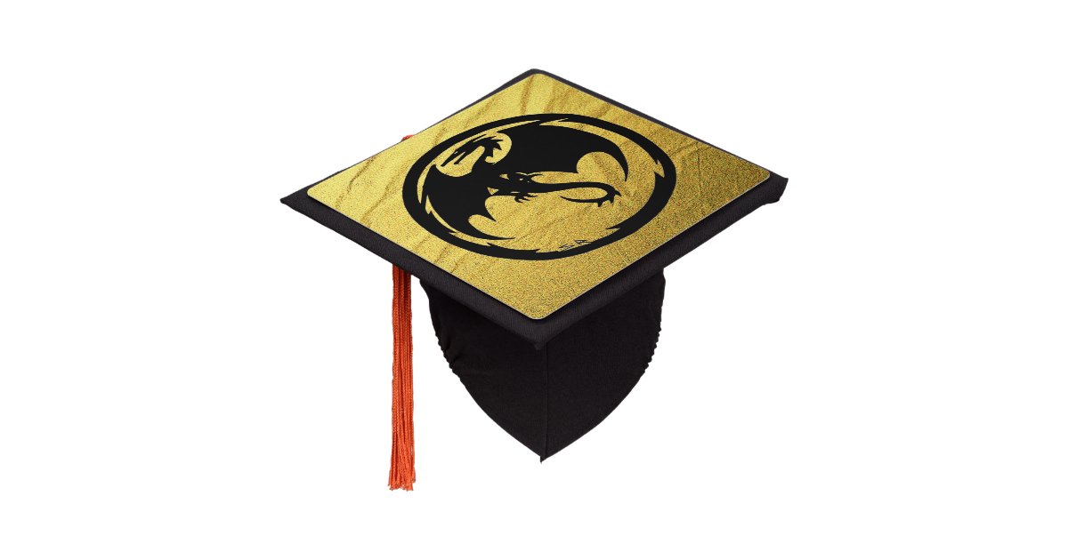 Black Dragon gold vein graduation cap | Zazzle