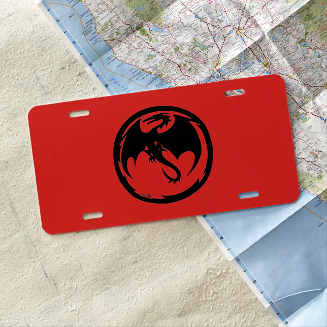 Black Dragon red aluminum car license plate | Zazzle