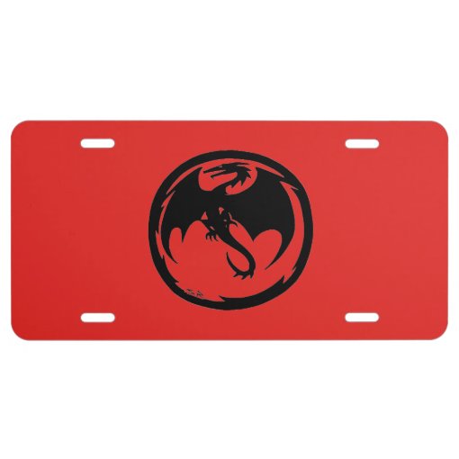 Black Dragon red aluminum car license plate | Zazzle