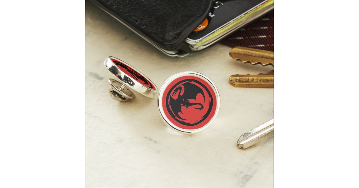 Black Dragon red silver plated lapel pin | Zazzle
