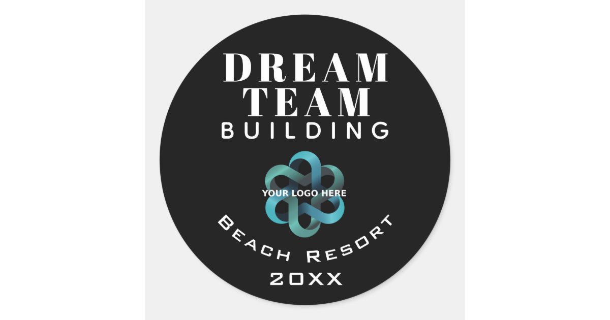 Black Dream Team Building Company Logo Employee Classic Round Sticker ...