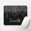 Black Dripping Glitter Glam Name Mouse Pad | Zazzle