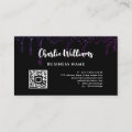 Black Dripping Glitter QR Code Add Your Own Image Business Card | Zazzle