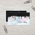 Black Dripping Glitter QR Code Holographic Business Card | Zazzle
