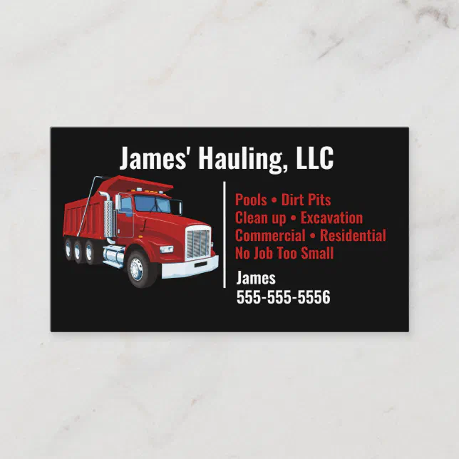 Black Dump Truck Business Card | Zazzle