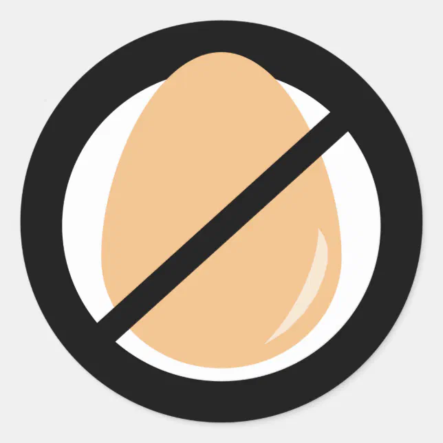 Black Egg Free No Eggs Allergy Warning Classic Round Sticker | Zazzle