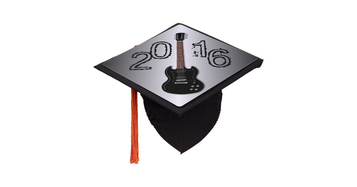 Black Electric Guitar Year of Graduation Graduation Cap Topper | Zazzle