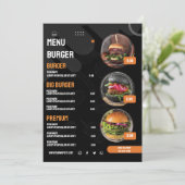 Black Elegant Burger Restaurant Menu Invitation | Zazzle