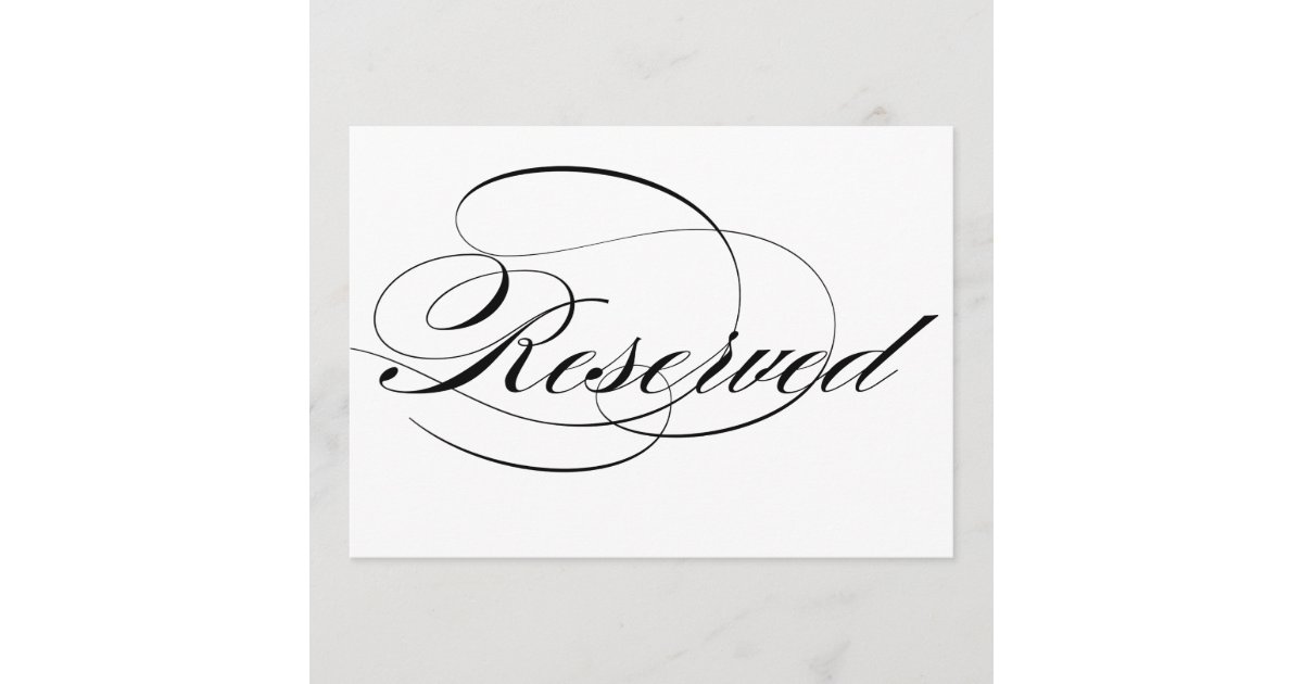 Black Elegant Calligraphy Script Reserved Wedding | Zazzle.com