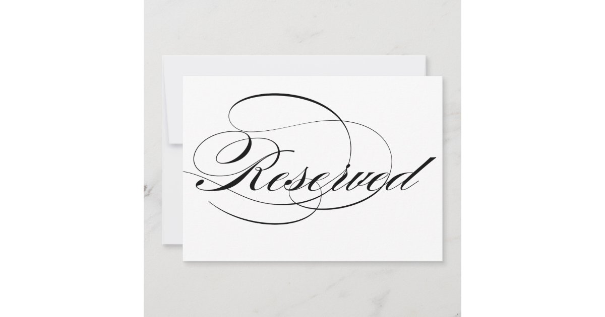 Black Elegant Calligraphy Script Reserved Wedding | Zazzle