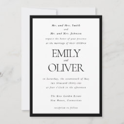 Black Elegant Classic Frame Wedding Parents Host Invitation | Zazzle