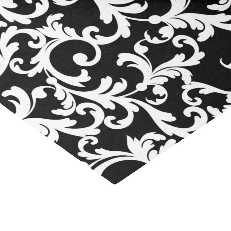 Black Elegant Damask Print Tissue Paper | Zazzle