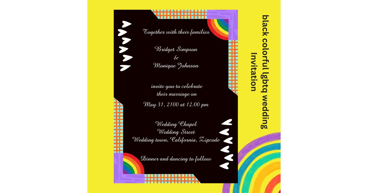 black elegant lgbtq love Wedding Invitation | Zazzle