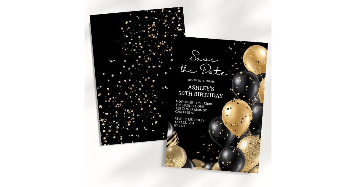 Black Elegant Script 50th Birthday Invitation | Zazzle