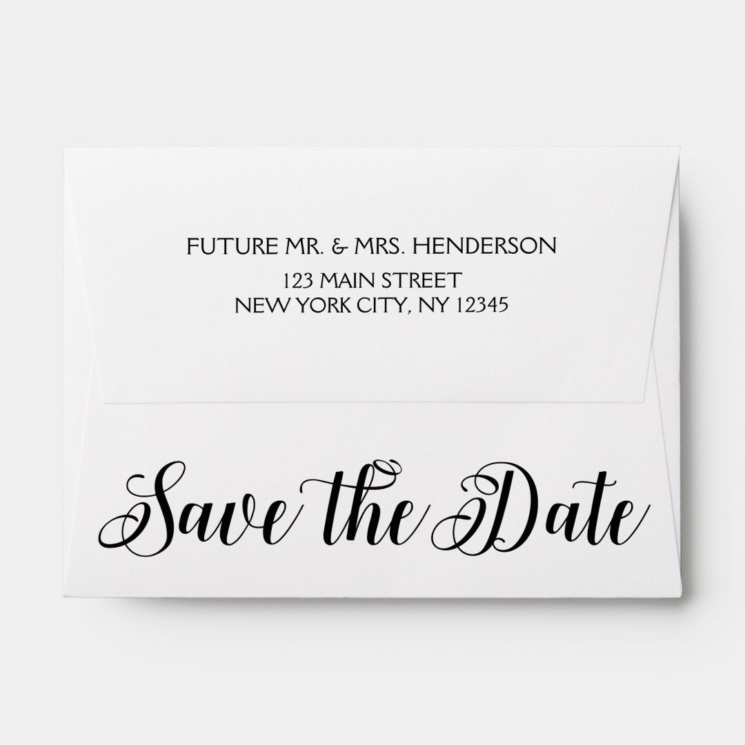 Black Elegant Script Save the Date Envelope | Zazzle