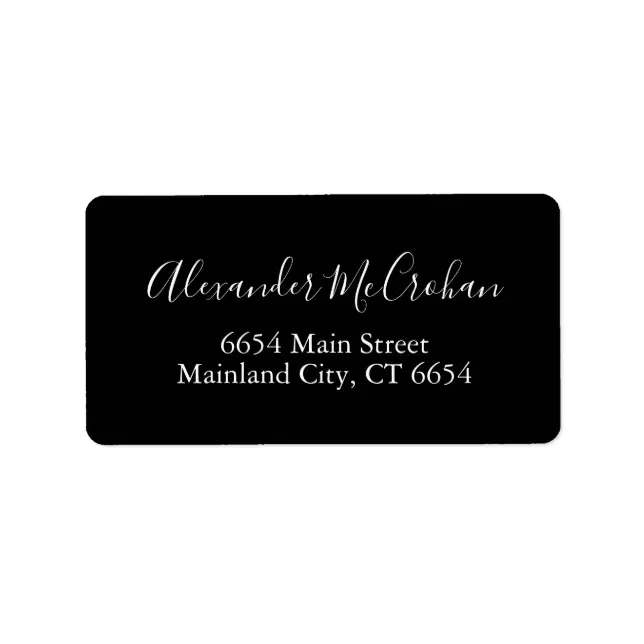 Black Elegant Script Typography Address Label | Zazzle