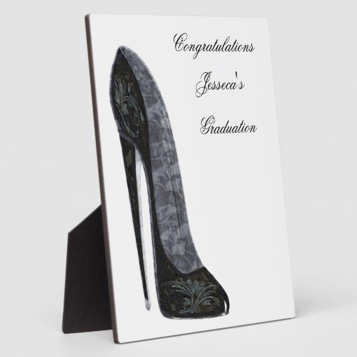 Black Elegant Stiletto High Heel Shoe Art Plaque | Zazzle