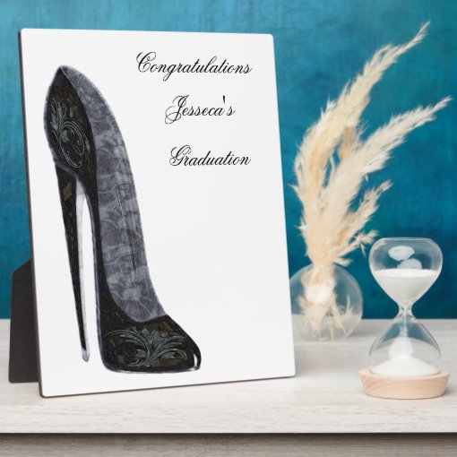 Black Elegant Stiletto High Heel Shoe Art Plaque | Zazzle