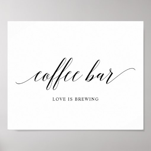Black Elegant Typography Wedding coffee bar Sign | Zazzle